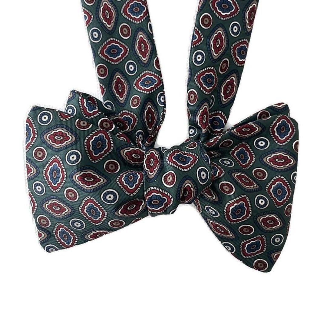 Handcrafted Silk Bow Tie - Small Print - One-of-a-kind - Pre-tied or ...
