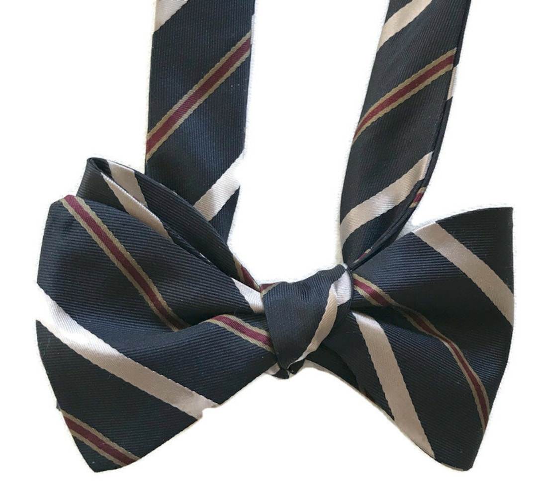 Silk Bowtie for Men - Elegant Stripe - One-of-a-kind - Self-tie or Pre ...