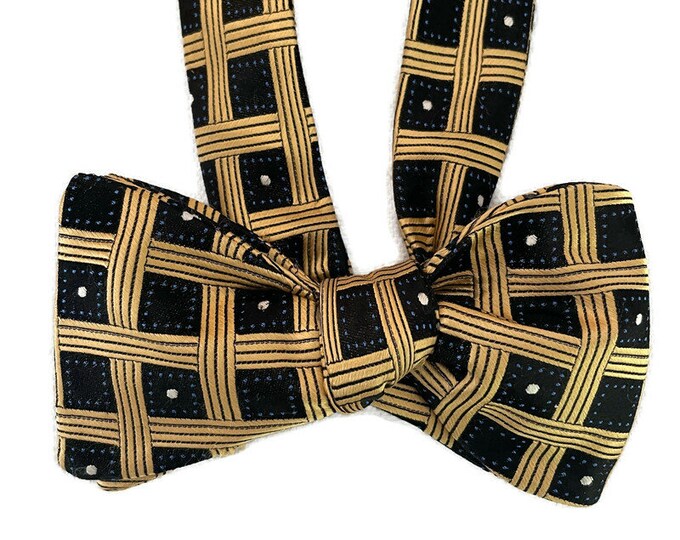 Silk Bow Tie for Men - Golden Bar - One-of-a-kind, Self-tie or Pre-tied ...