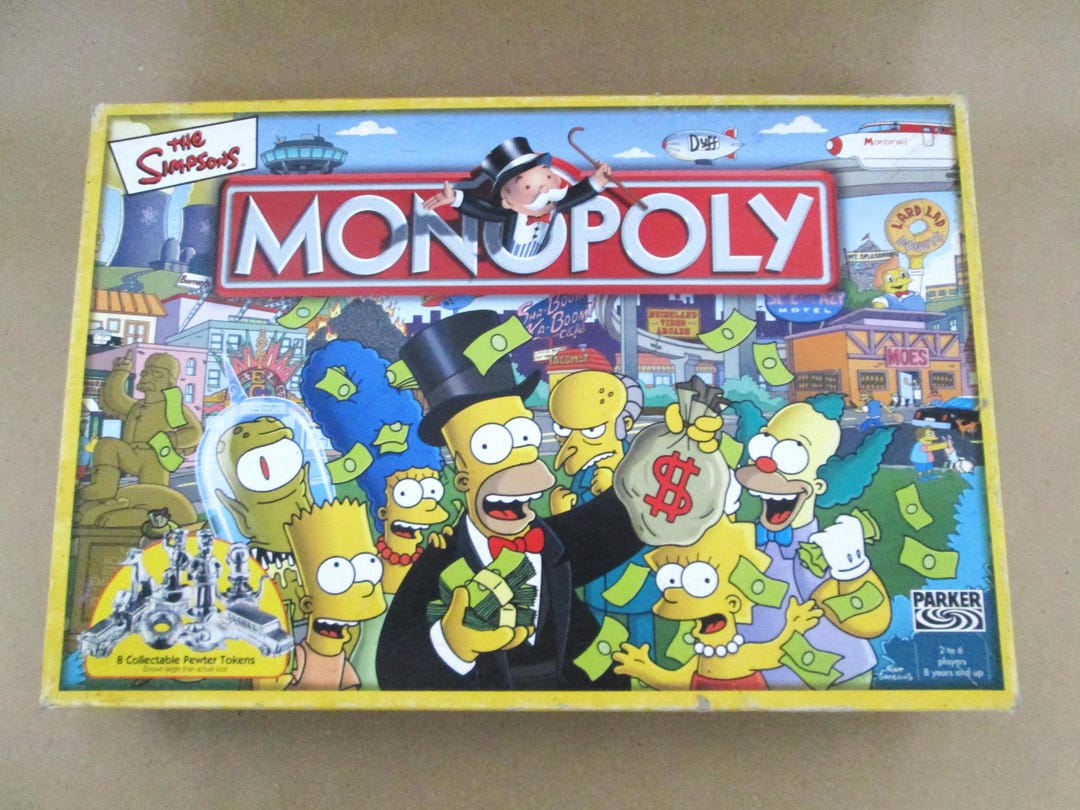 The Simpsons Monopoly Board Game 2003 Edition With Collectable Pewter ...
