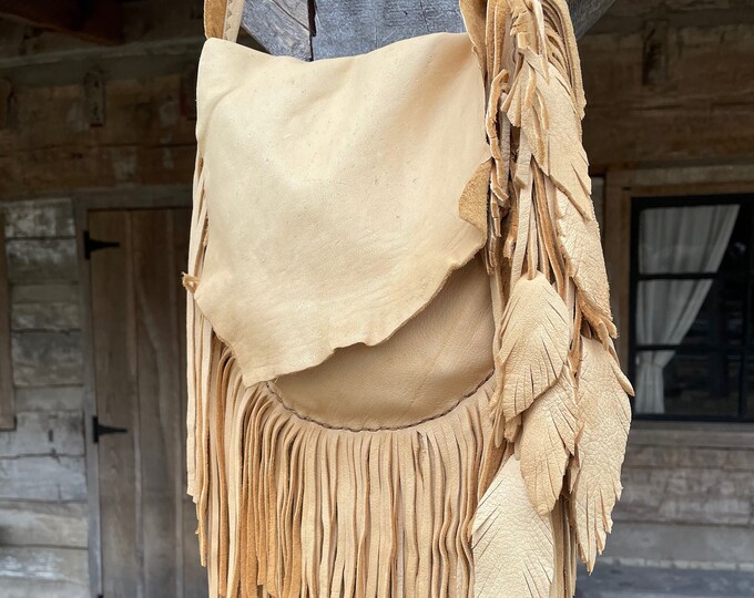 Deerskin Purse, Fringed Purse, Leather Feather Purse, Native American ...