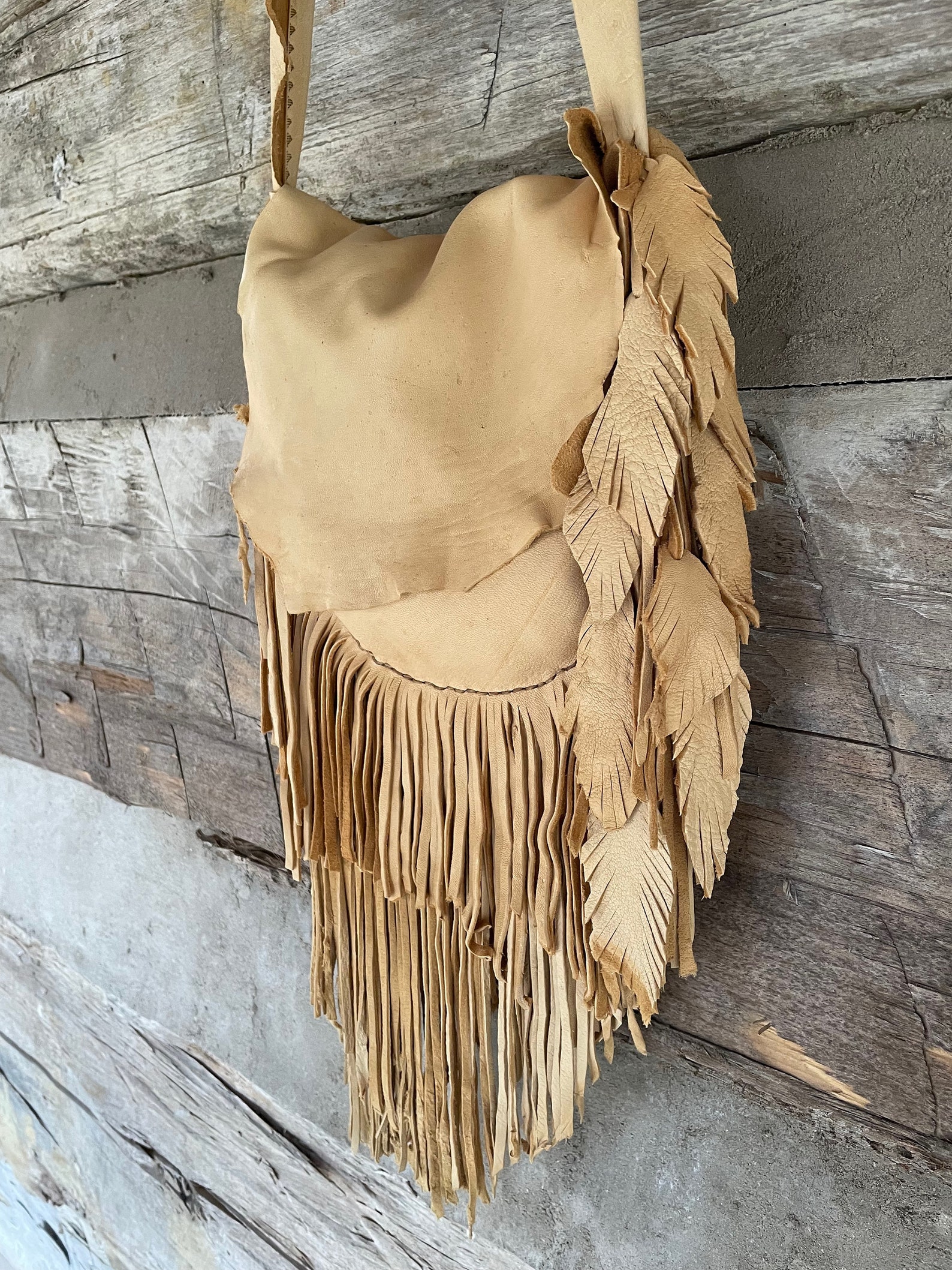 Deerskin Purse, Fringed Purse, Leather Feather Purse, Native American ...