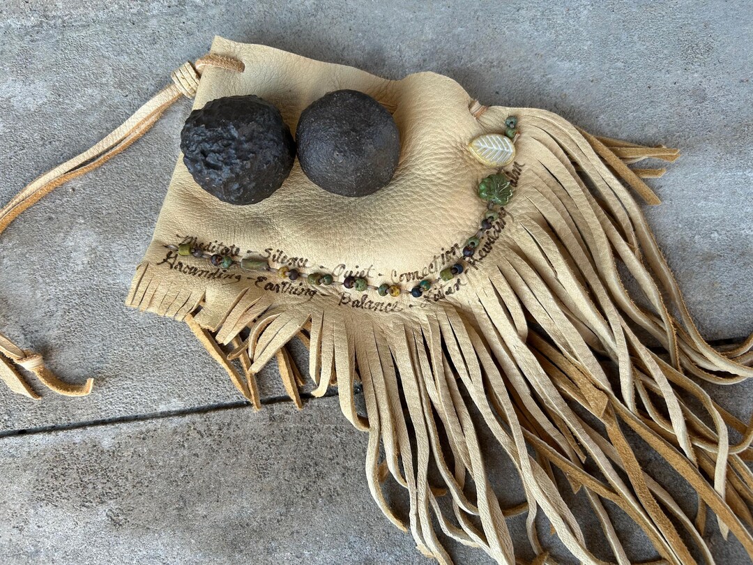 Shaman Stones With Leather Bag, Moqui Marbles, Grounding, Drawstring ...