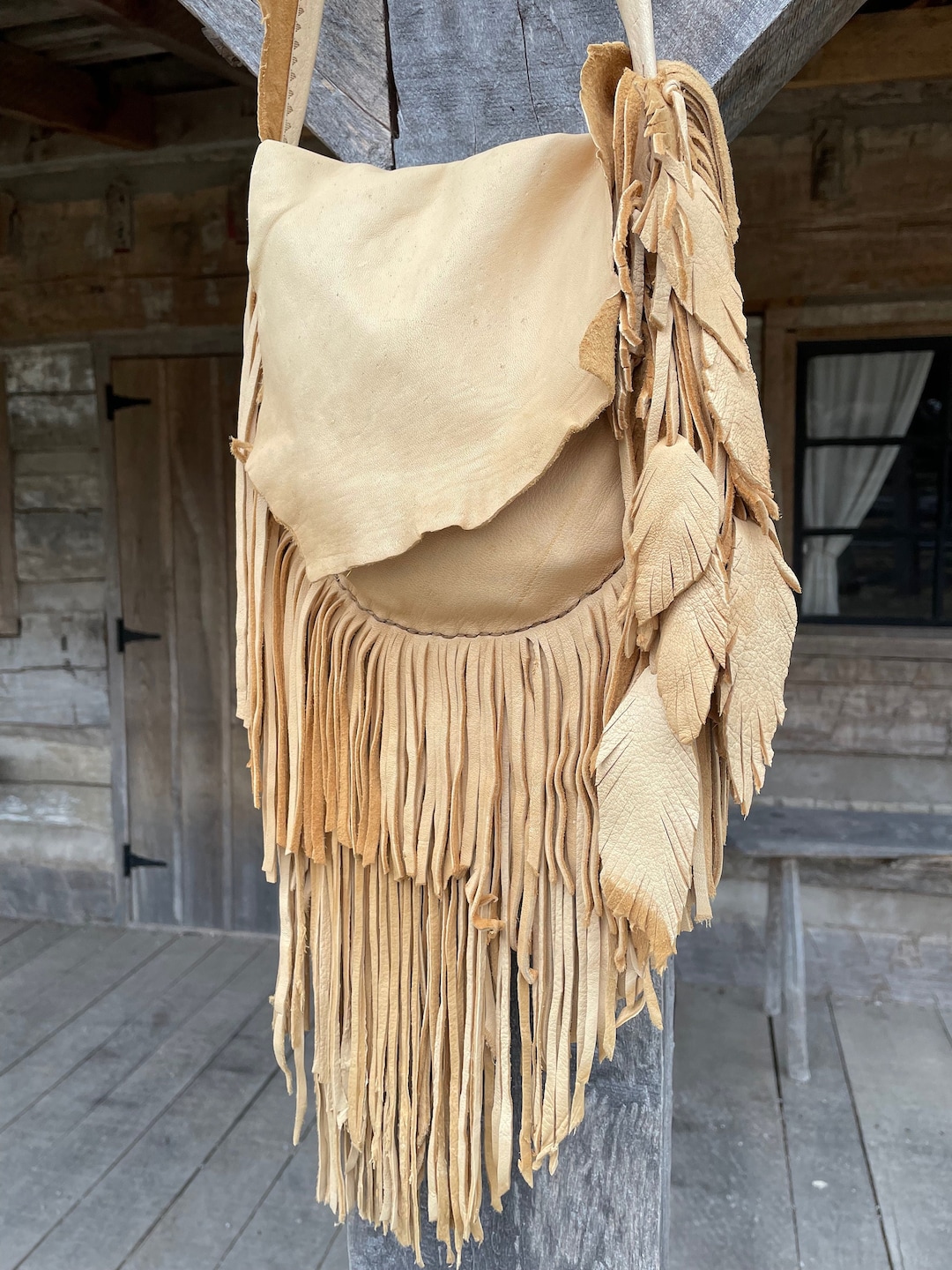 Deerskin Purse, Fringed Purse, Leather Feather Purse, Native American ...