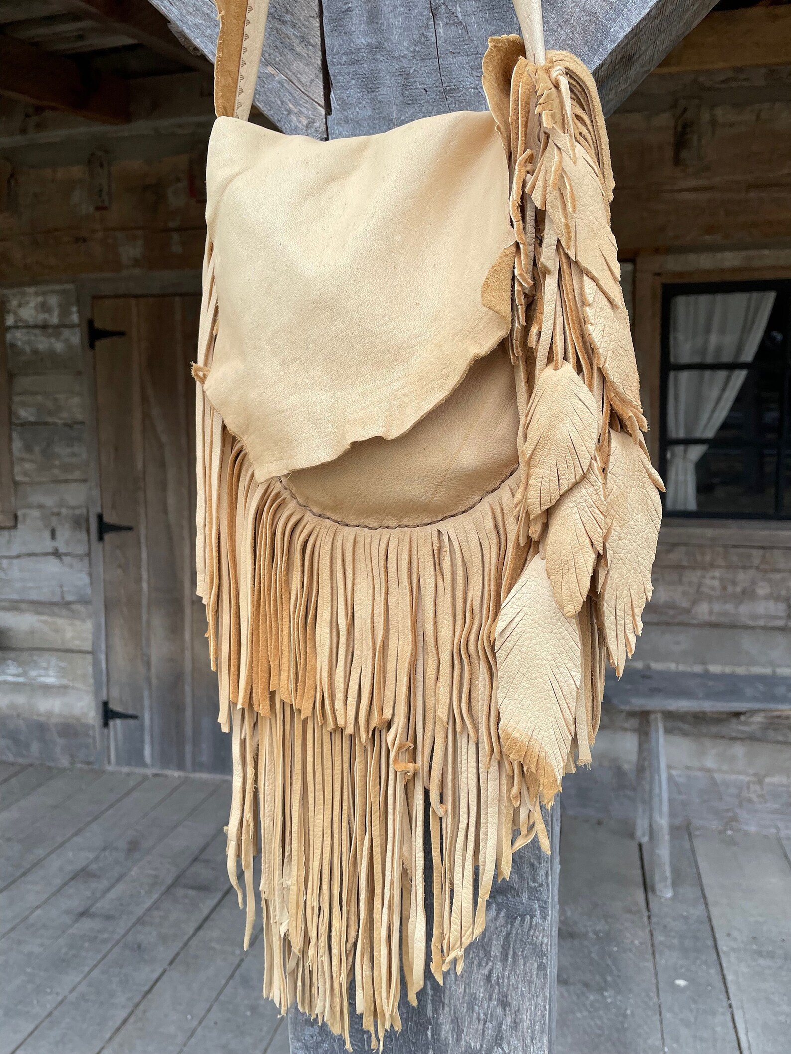 Deerskin Purse, Fringed Purse, Leather Feather Purse, Native American ...