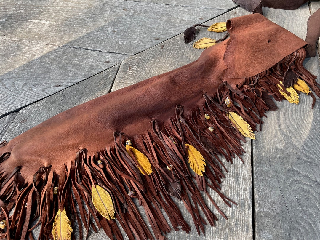Fringed Leather Flute Bag, Native American Flute Bag, Natural Leather ...