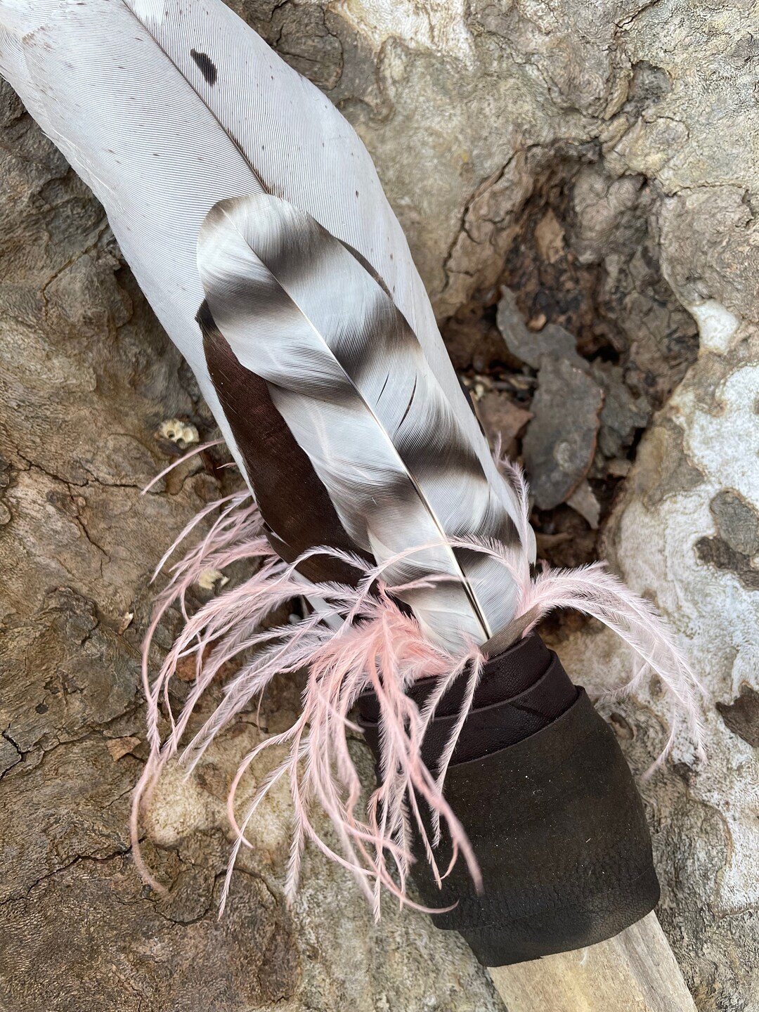 Smudge Fan, Prayer Feather, Blessing Feather, Turkey Feather, Pink and ...
