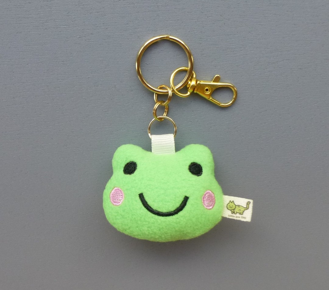 Frog Face Keychain Bright Green U Mouth & Round Cheeks - Etsy