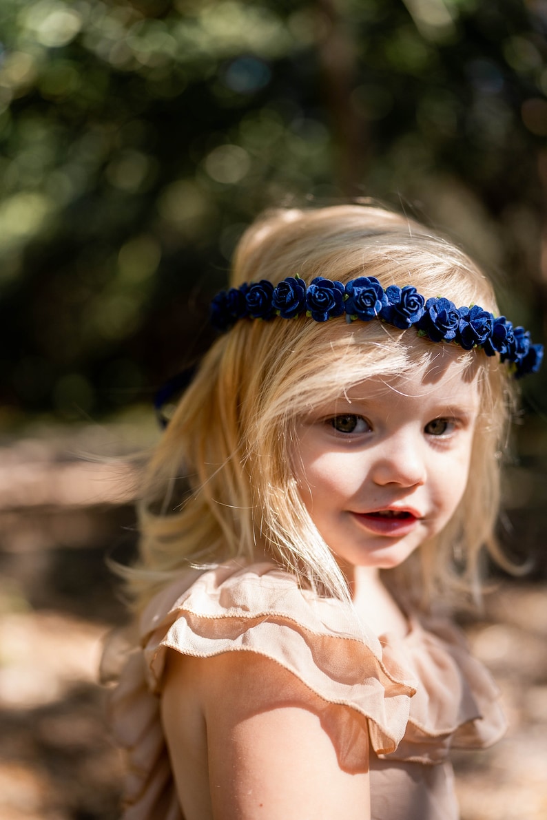 Handcrafted Navy Blue Flower Crown Small Wedding Bridal Hair - Etsy
