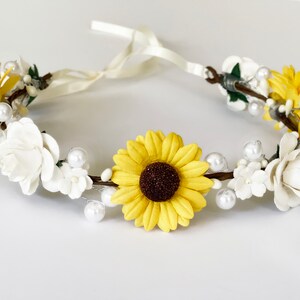 Handcrafted Sunflower Crown, Fall Wedding Hair Accessory, Yellow and ...