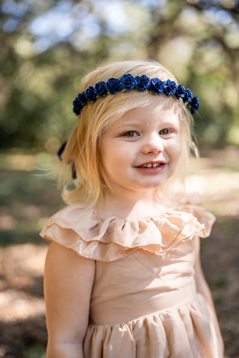 Handcrafted Navy Blue Flower Crown Small Wedding Bridal Hair - Etsy