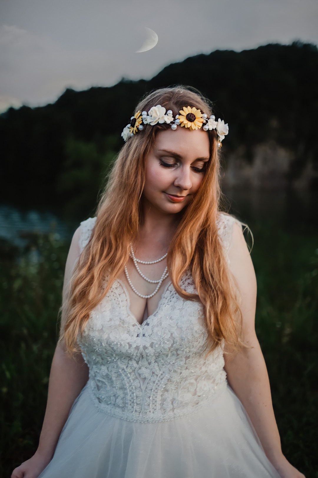 Handcrafted Sunflower Crown, Fall Wedding Hair Accessory, Yellow and ...