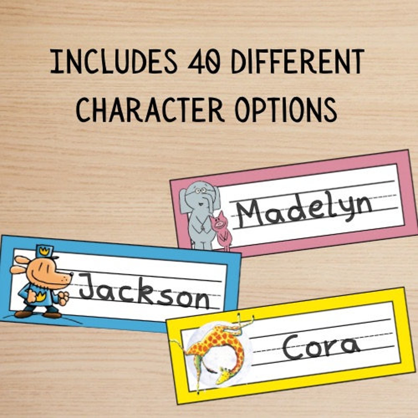 Digital Character Desk Name Tags - 40 Book Characters - Children’s ...
