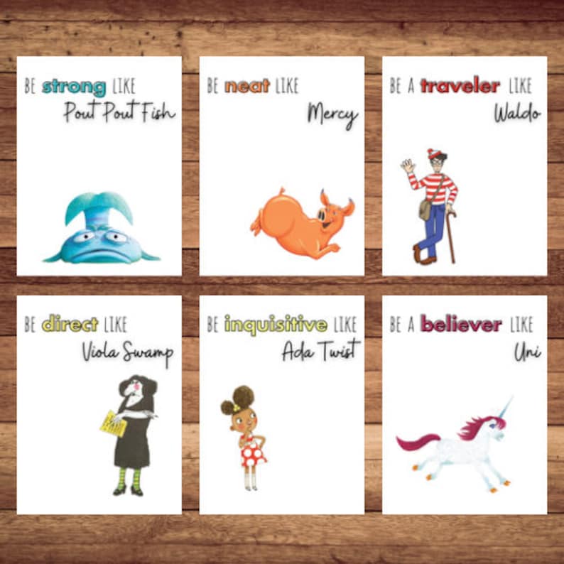 SET 2 Digital Character Affirmations 40 Book Characters Childrens ...