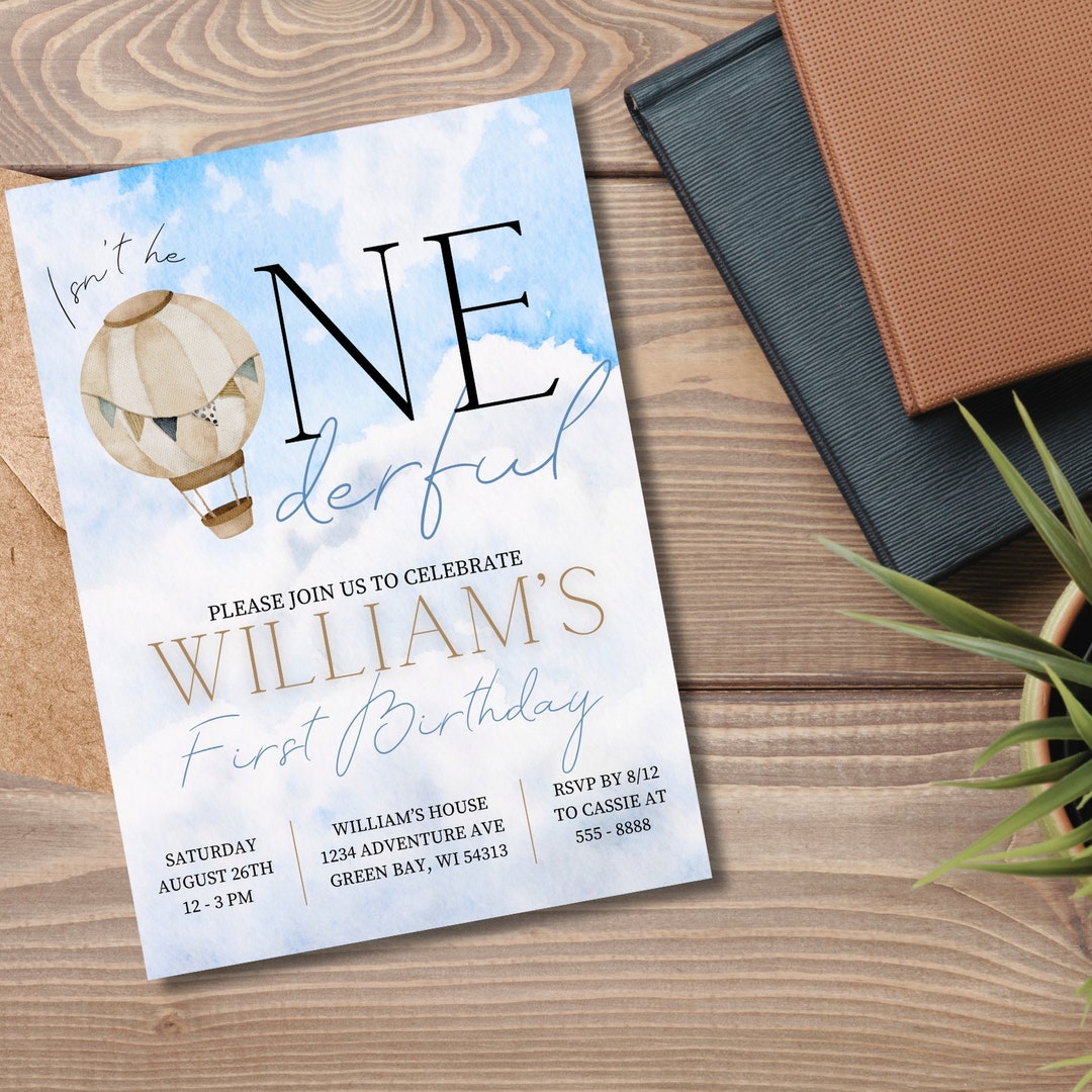 Editable One-derful First Birthday Invitation - Digital Invite - Mister ...