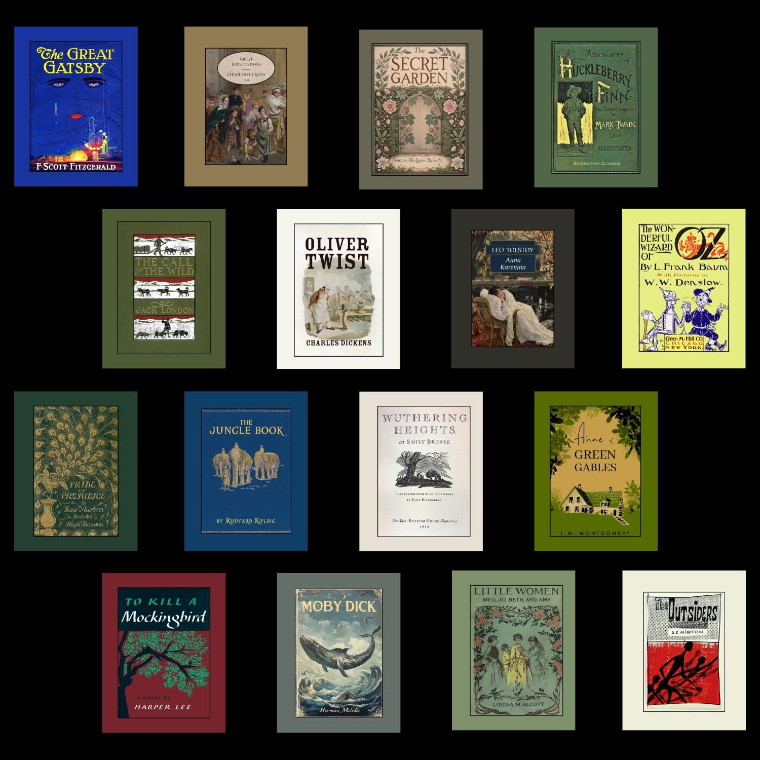 Digital Book Covers - Classic Books - Famous Writers - Language Arts ...