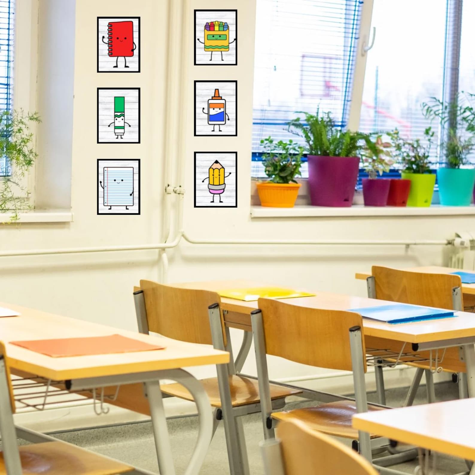 School Supply Characters - Posters - Bulletin Board - Elementary ...