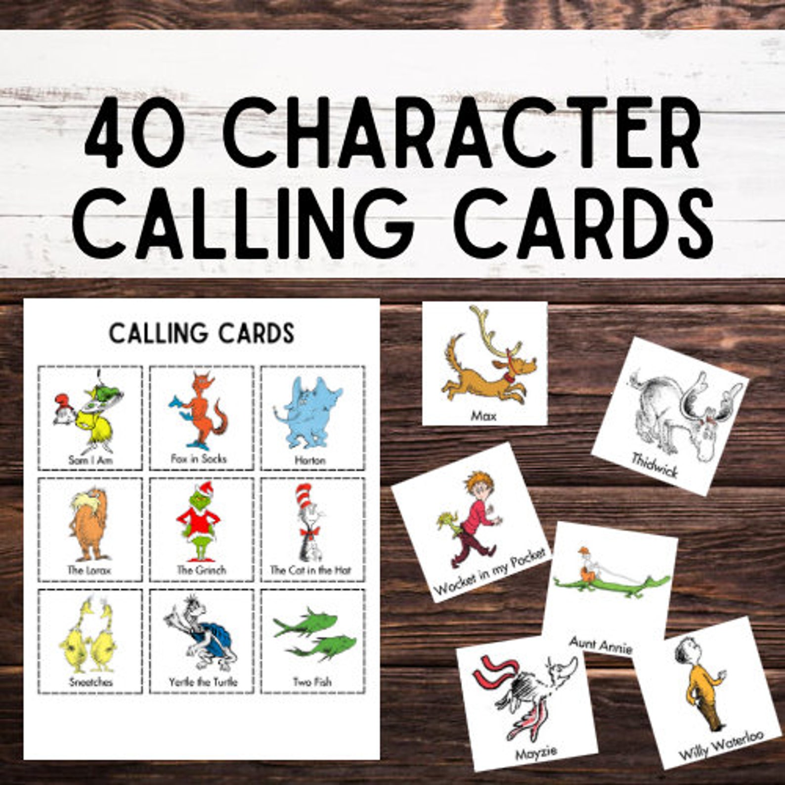 Dr. Seuss BINGO - 40 Dr. Seuss Characters - Read Across America ...