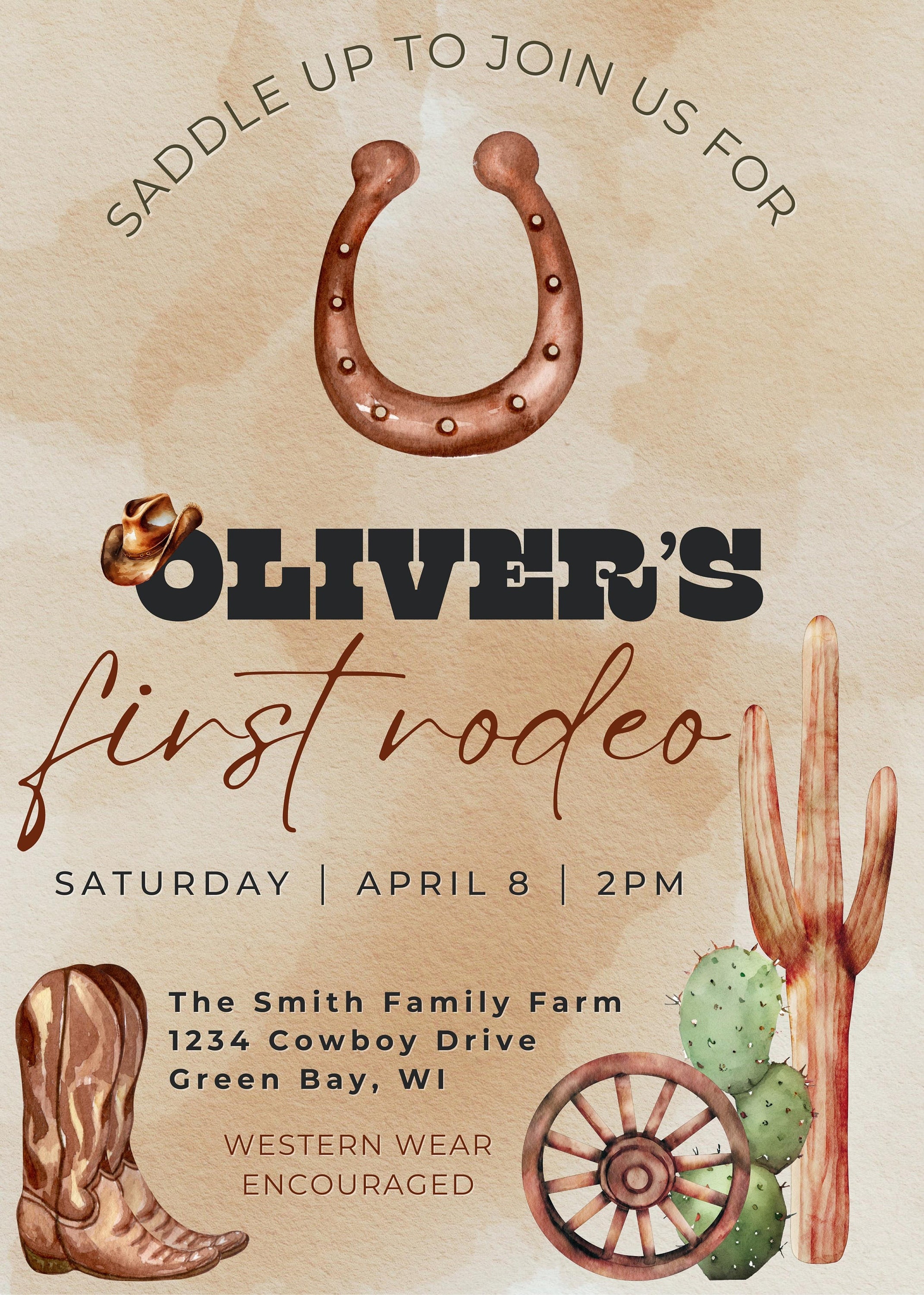 Editable First Rodeo Birthday Invitation Digital Invite Rodeo Birthday ...