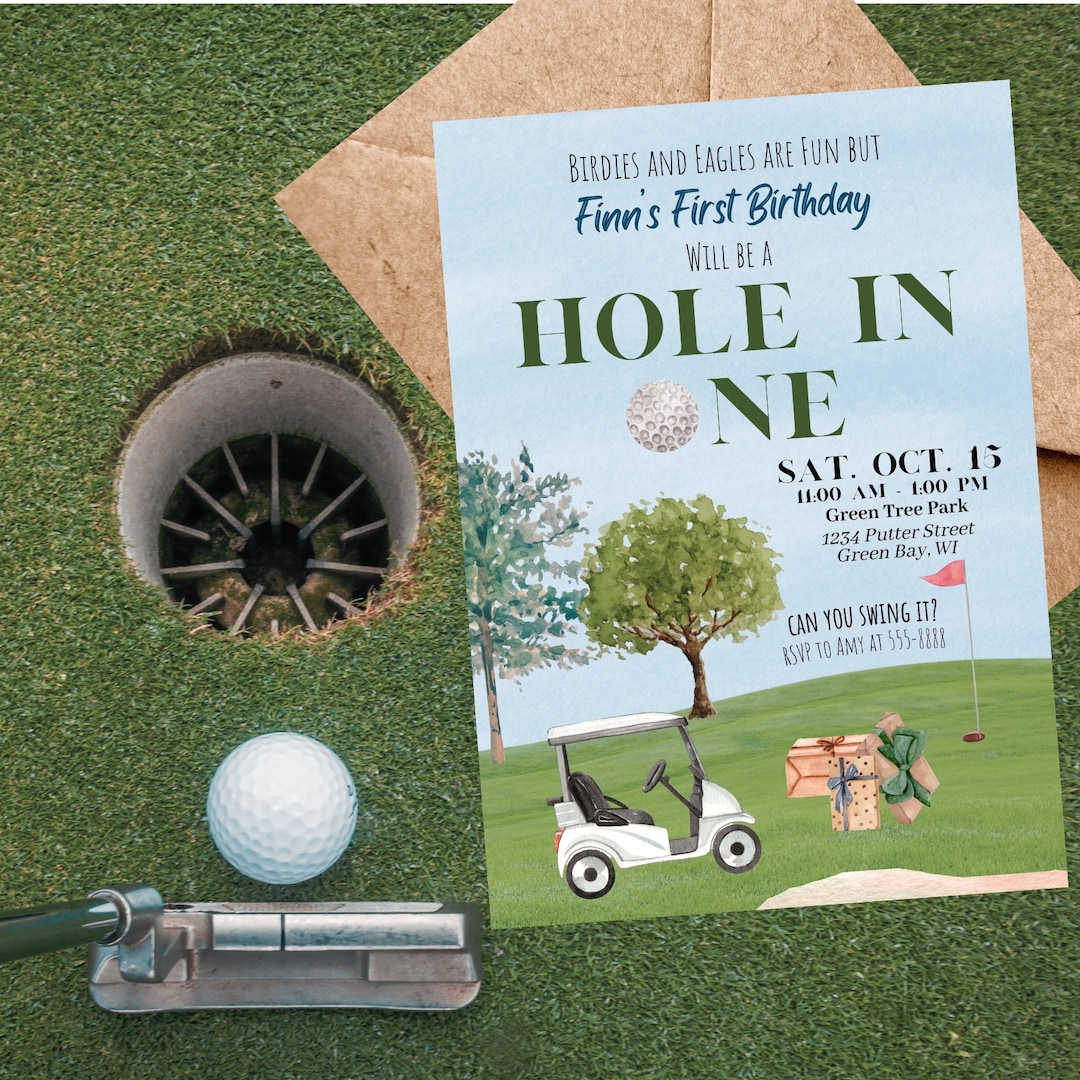 Editable First Birthday Invitation - Digital Invite - Golf Birthday ...