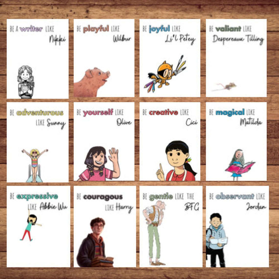 Digital Character Affirmations - 40 Book Characters - Elementary ...