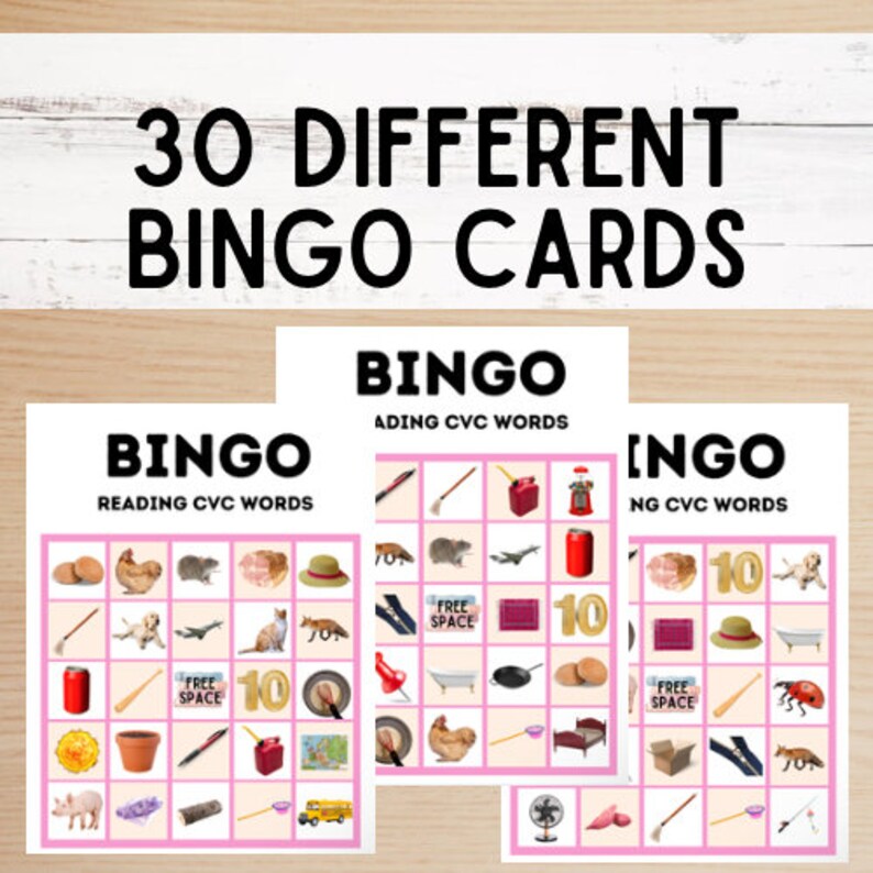 CVC 3 Letter Word Reading BINGO - 40 Words - Reading Games - Language ...