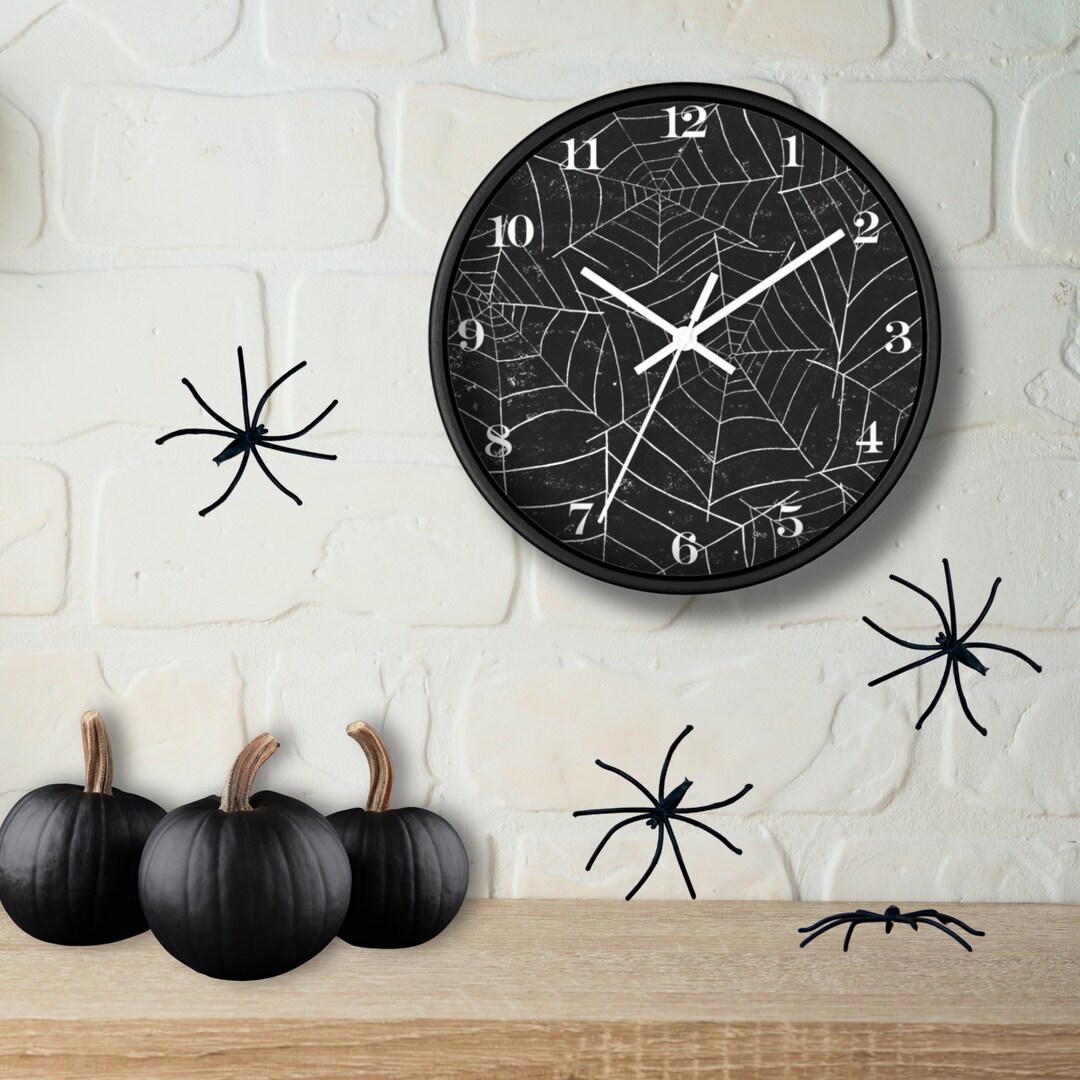 Spooky Halloween Clock - Seasonal Clock - Fall Wall Decor - Spider Web ...