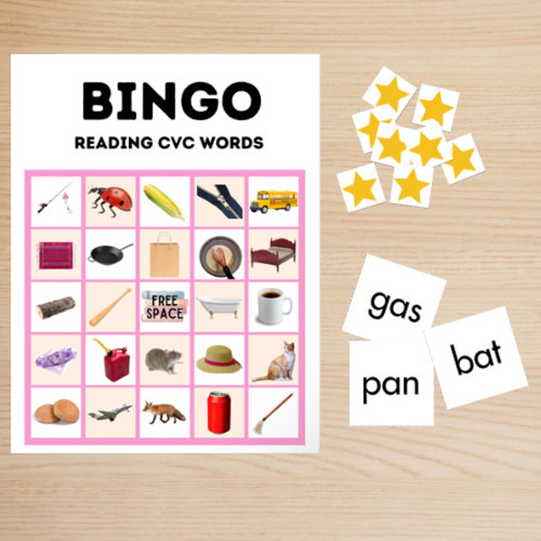 CVC 3 Letter Word Reading BINGO - 40 Words - Reading Games - Language ...