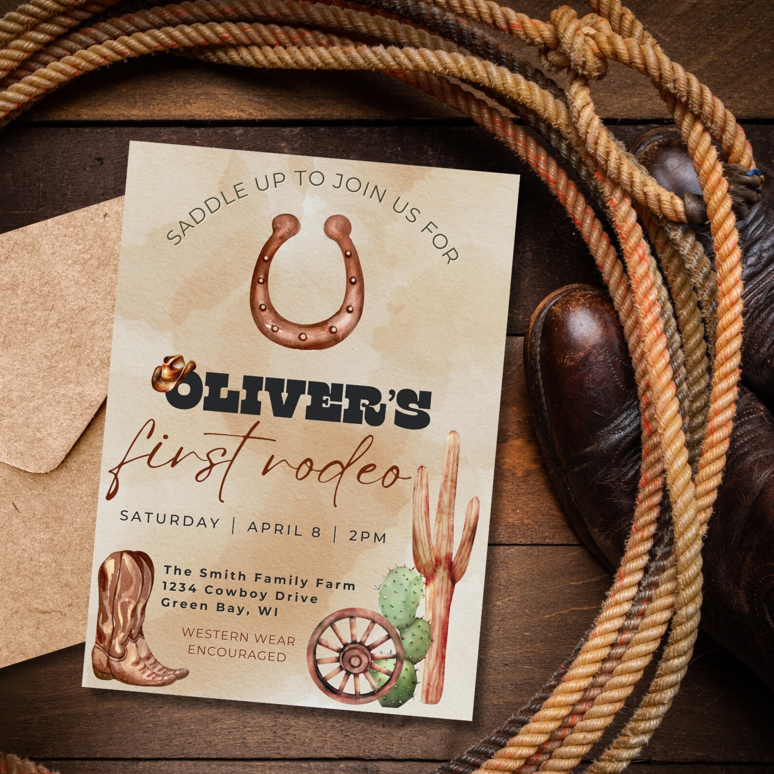 Editable First Rodeo Birthday Invitation - Digital Invite - Rodeo ...