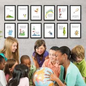12 Dr. Seuss Posters - Children’s Storybook Classroom - Library Decor ...