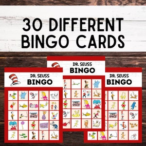 Dr. Seuss BINGO - 40 Dr. Seuss Characters - Read Across America ...