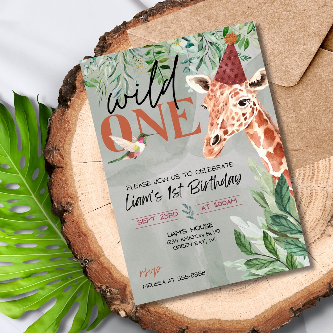 Editable Wild One First Birthday Invitation - Digital Invite - Safari ...