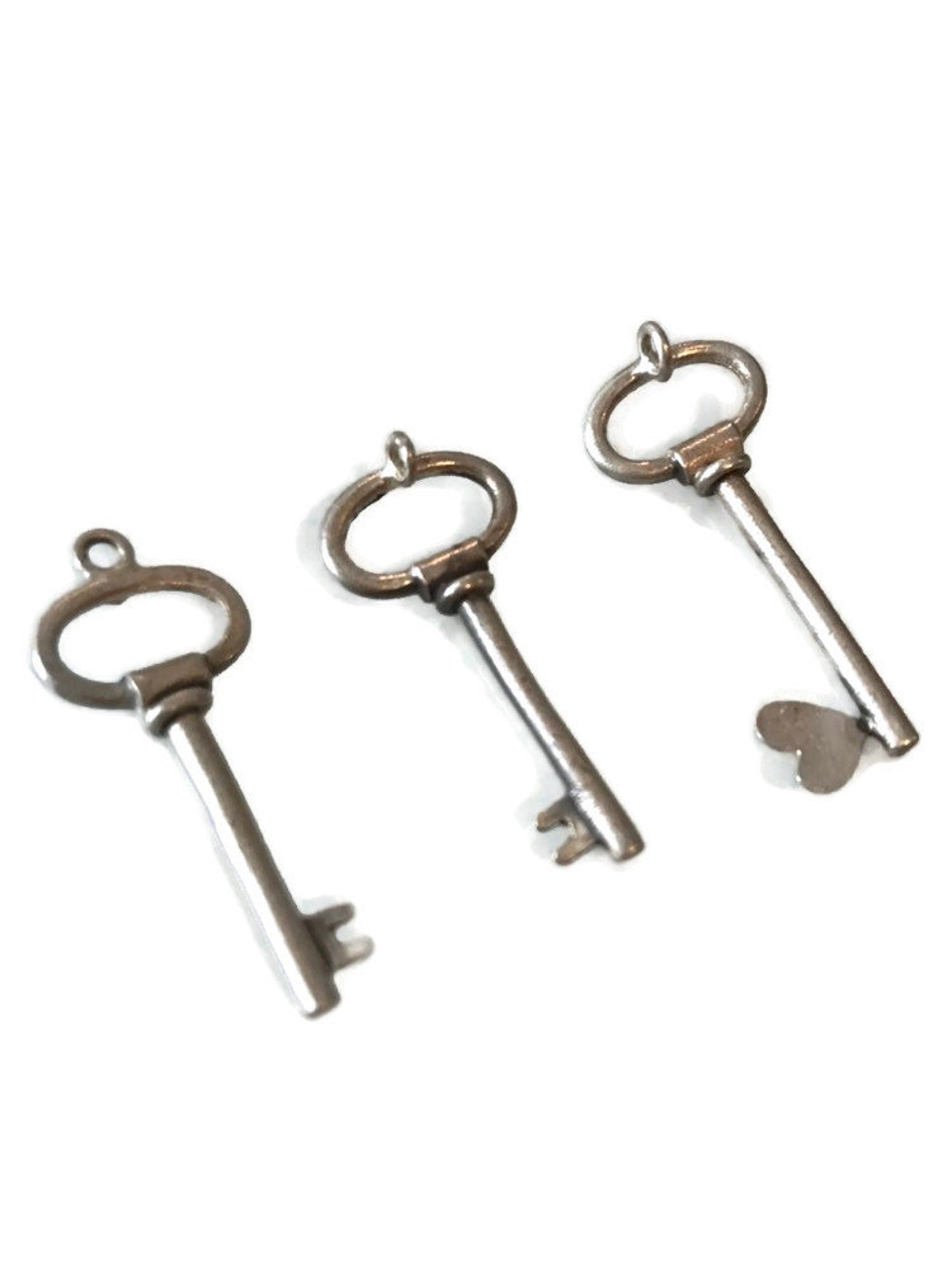 925 Sold Separately Sterling Silver Pendant Key Love Artisan - Etsy