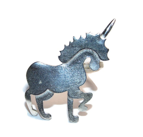 Artisan Unicorn Sterling Silver Ring - Detailed Magic… - Gem