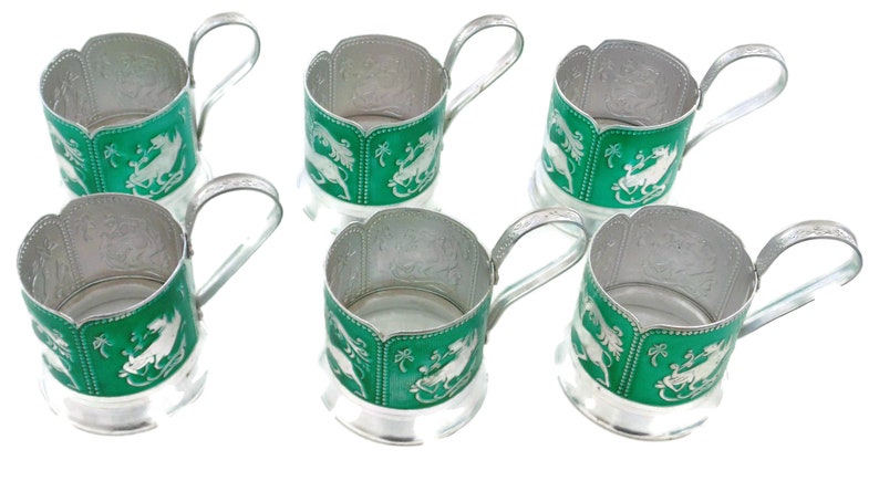 Vintage AMAZING RARE Lot 6 Russian Tea Coffee Stakan Holders Only ...