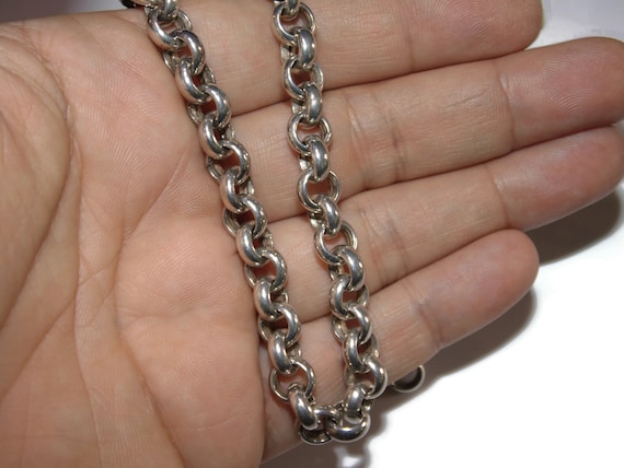 925 Mens Rocker Biker Sterling Silver Solid Rolo Links Chain - Etsy