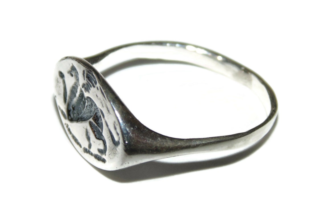 925 Artisan Chimera Etching Greek Stamp Sterling Silver Ring | Etsy