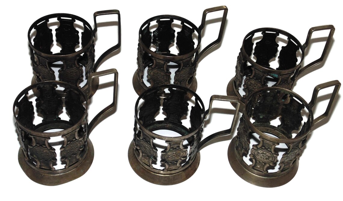 Vintage AMAZING RARE Set Lot 6 Russian Tea Coffee Stakan | Etsy