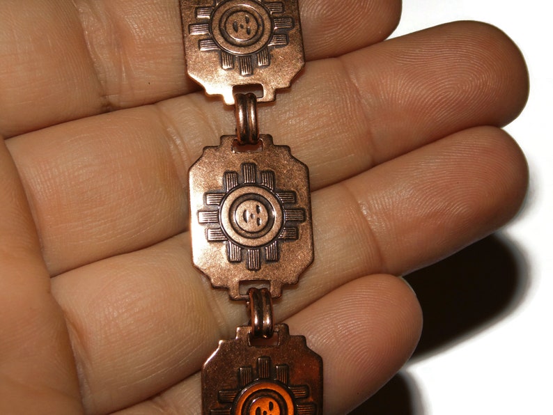 Vintage Estate Genuine Copper Chain Link Southwestern Sun - Etsy