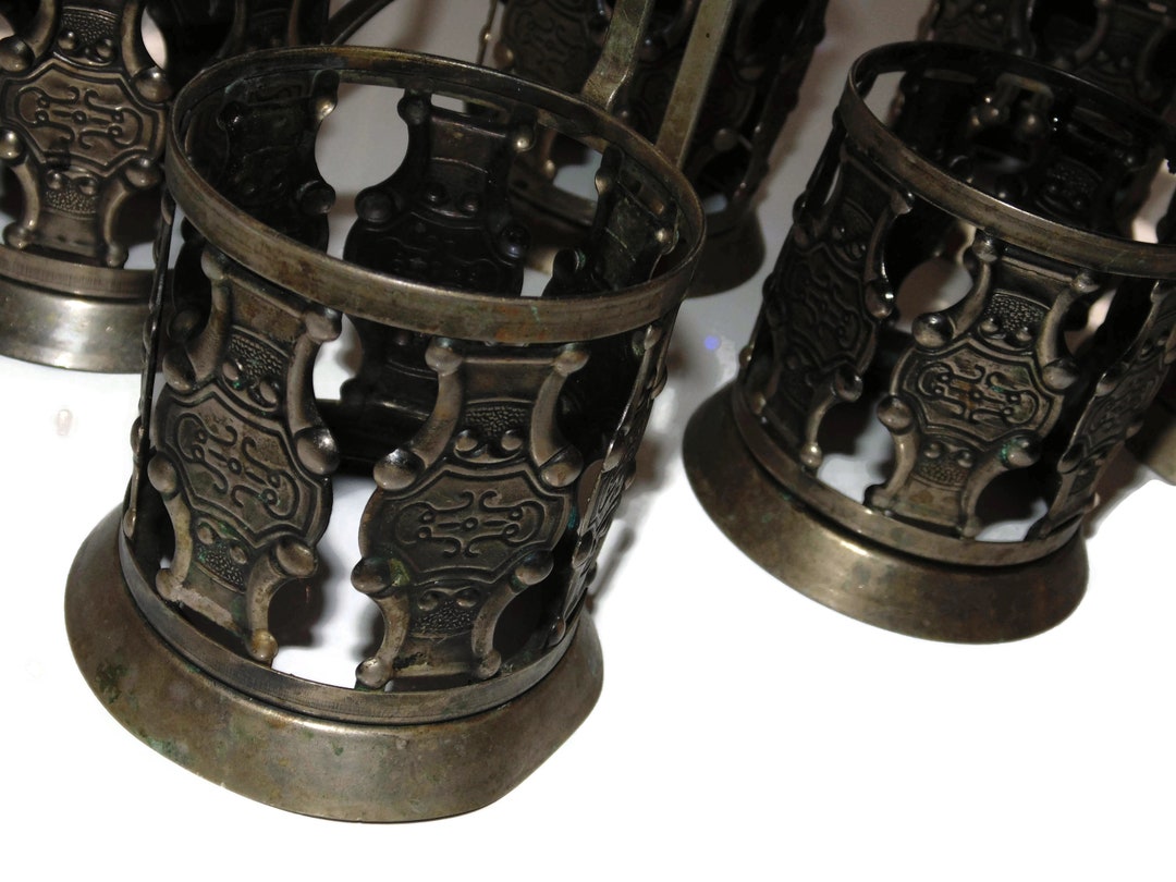 Vintage AMAZING RARE Set Lot 6 Russian Tea Coffee Stakan - Etsy