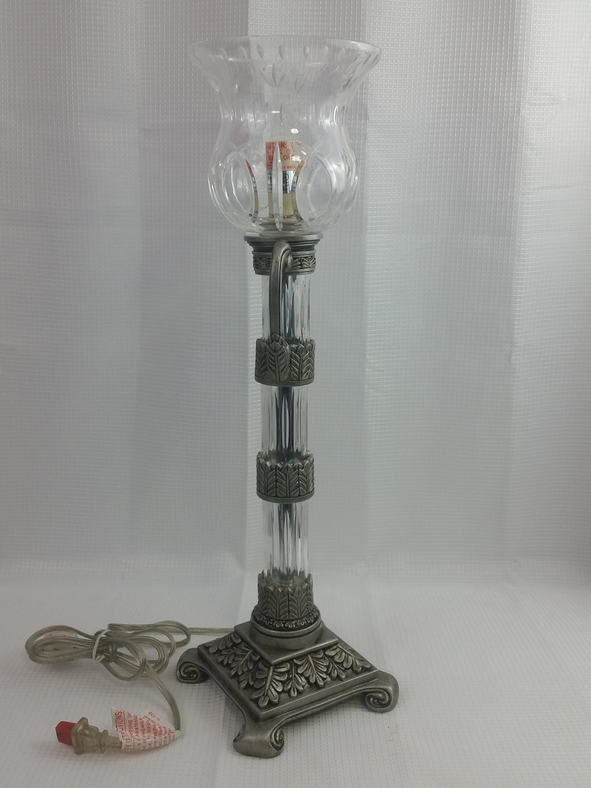 Torchiere Table Lamp Crystal or Glass W/ Metal NEW Bassett Furniture ...