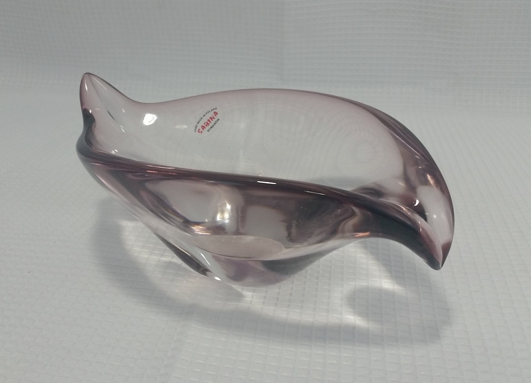 Sabina Glass Bowl Deco Art Handmade in Poland Rymanow Purple Fade Clear ...