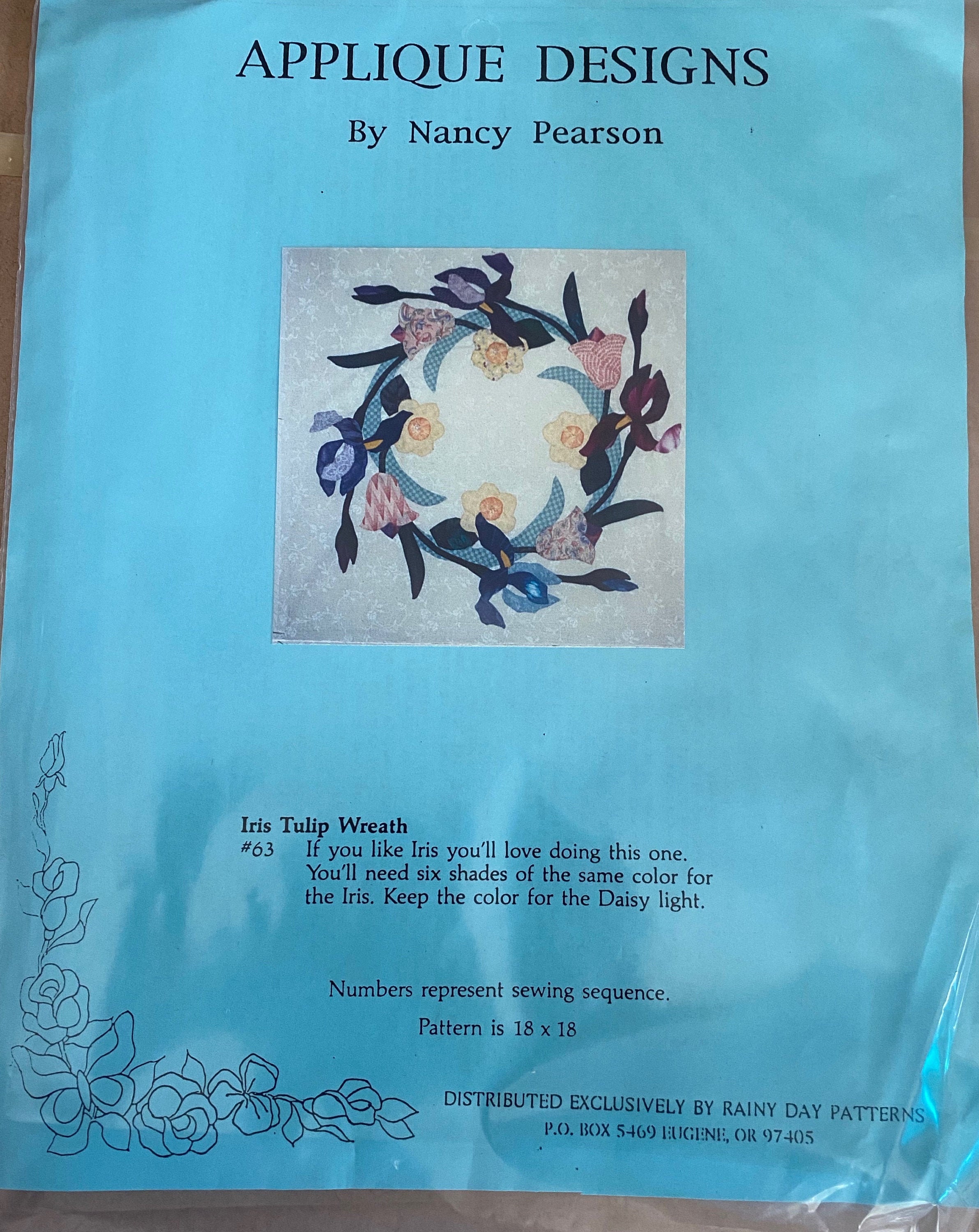Applique Designs by Nancy Pearson - Iris Tulip Wreath - Etsy