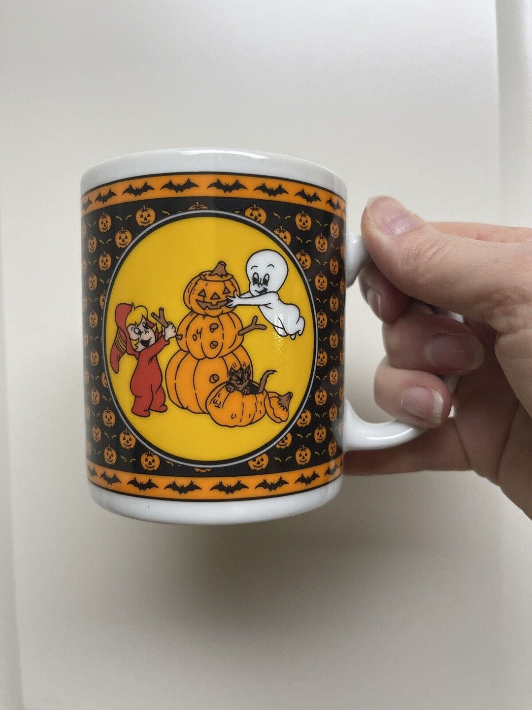 Vintage Casper the Ghost Wendy Halloween Coffee Mug Cup Bats Pumpkins ...