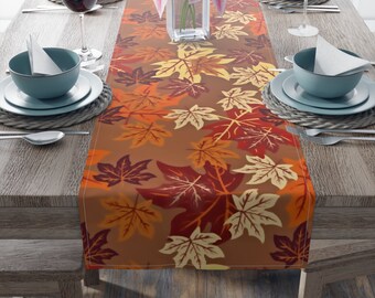 Fall Embroidered Leaves Table Runner - Etsy