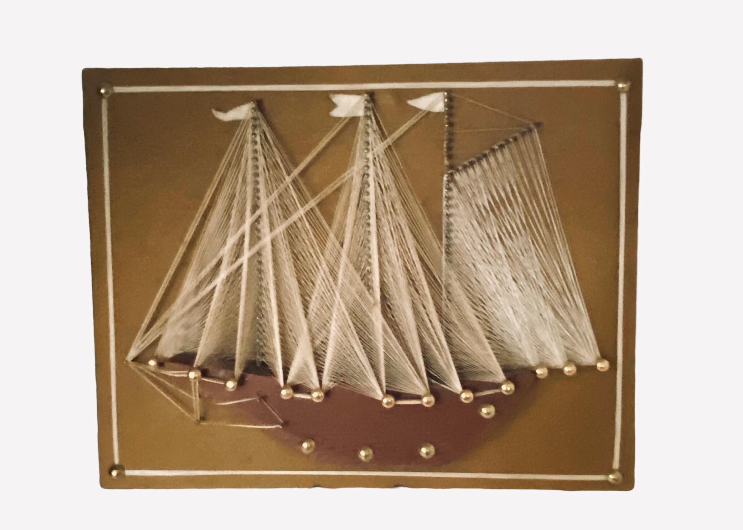 Vintage String Art Sailboat Picture - Etsy