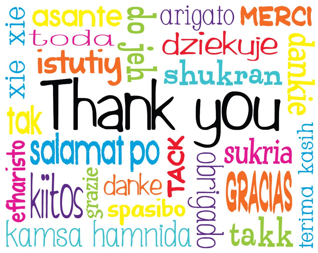 Multilingual Thank You Cards (set of 10 Cards & Envelopes) - Etsy