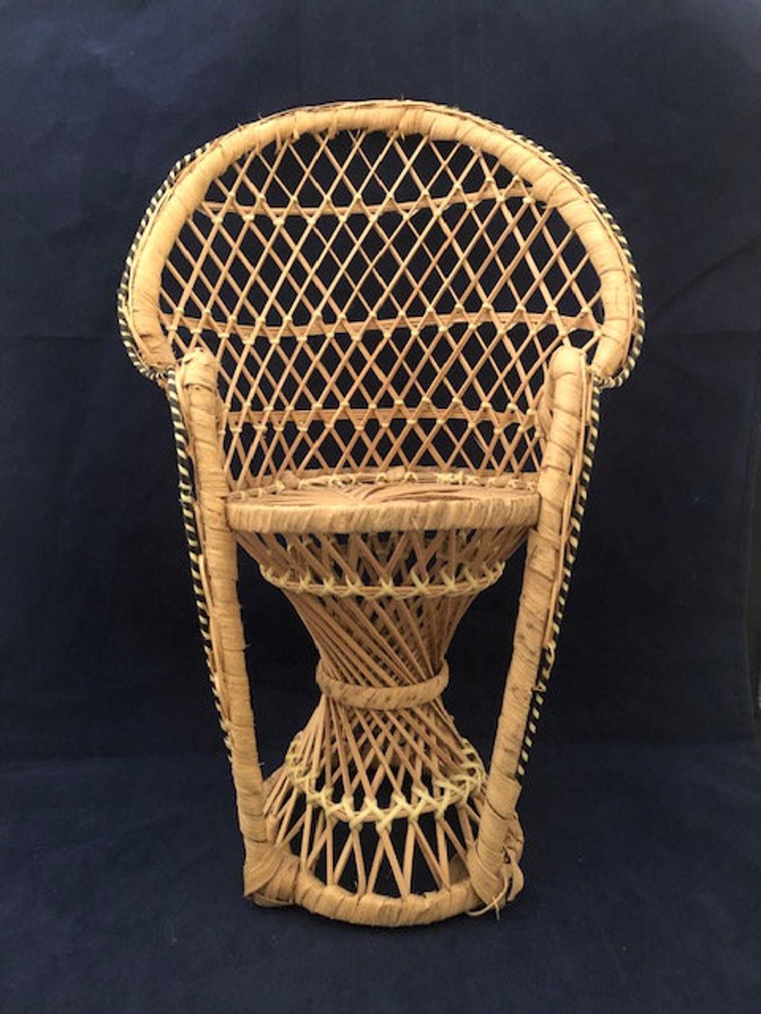 Vintage Wicker Peacock Fan Back Rattan Chair 12 Doll or Plant - Etsy