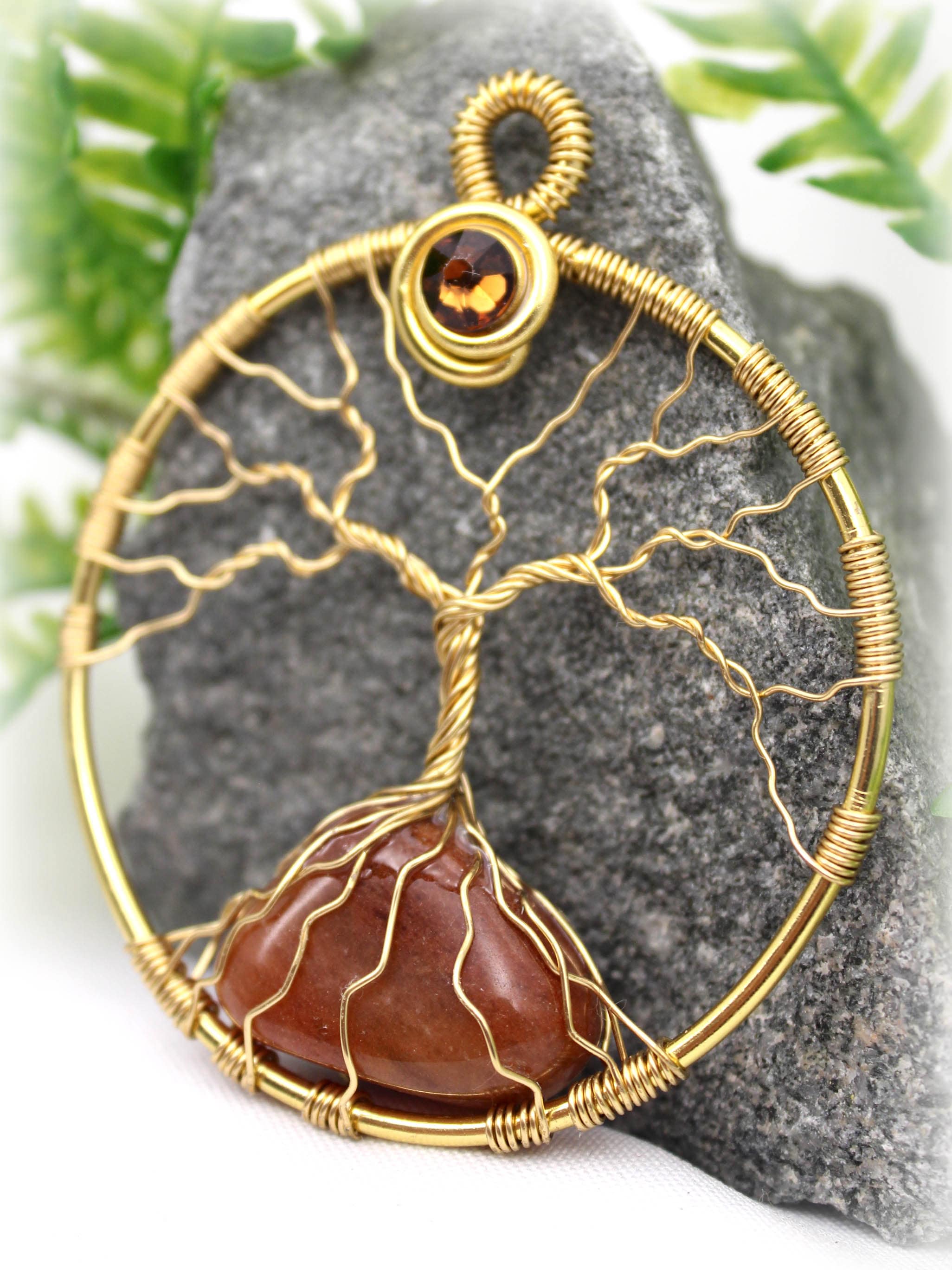 Brown Tumblestone Tree of Life Jewelry - Statement Jewelry - Etsy