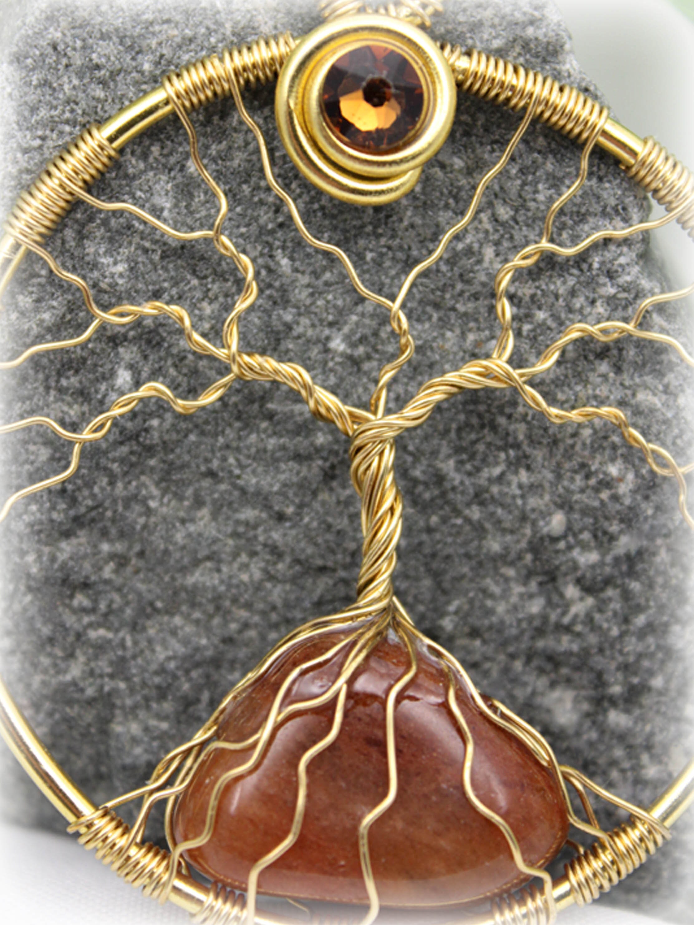 Brown Tumblestone Tree of Life Jewelry - Statement Jewelry - Etsy